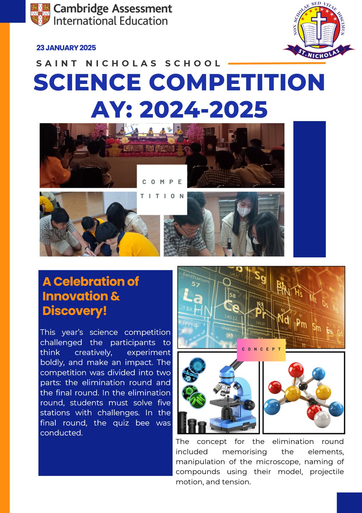 SCIENCE COMPETITION SECONDARY AY. 2024-2025 – Saint Nicholas School