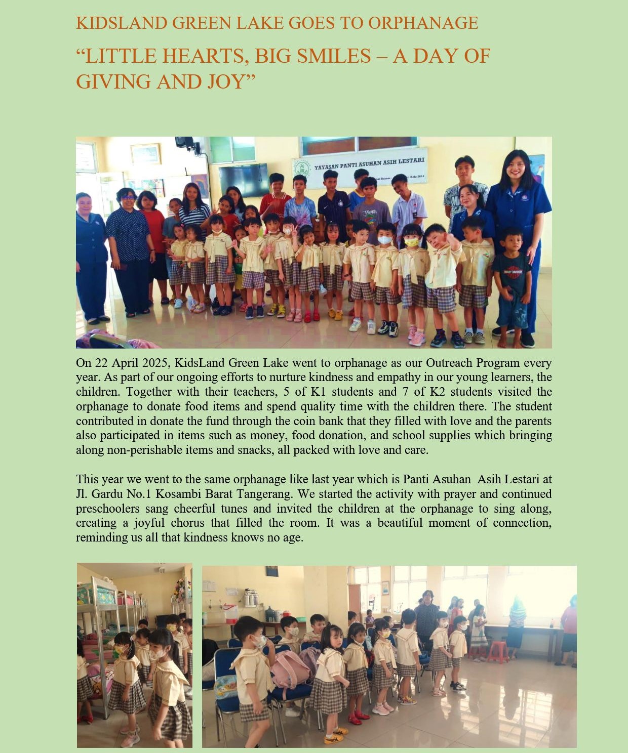 Outreach 2025 (KidsLand Green Lake) – Saint Nicholas School